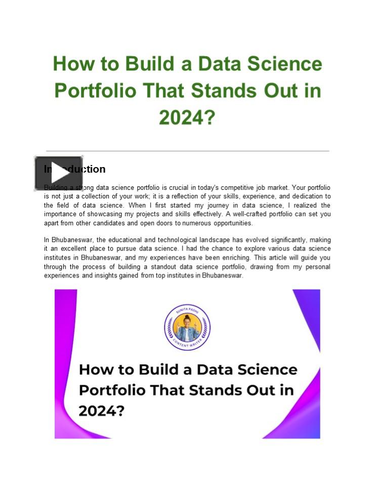How to Build a Data Science Portfolio That Stands Out in 2024? presentation | free to download