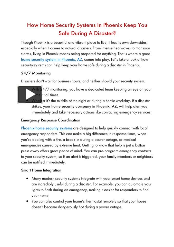 How Home Security Systems In Phoenix Keep You Safe During A Disaster ...