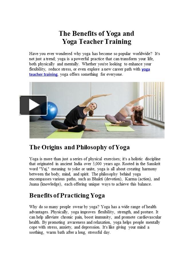 PPT – The Benefits of Yoga and Yoga Teacher Training PowerPoint presentation | free to download ...