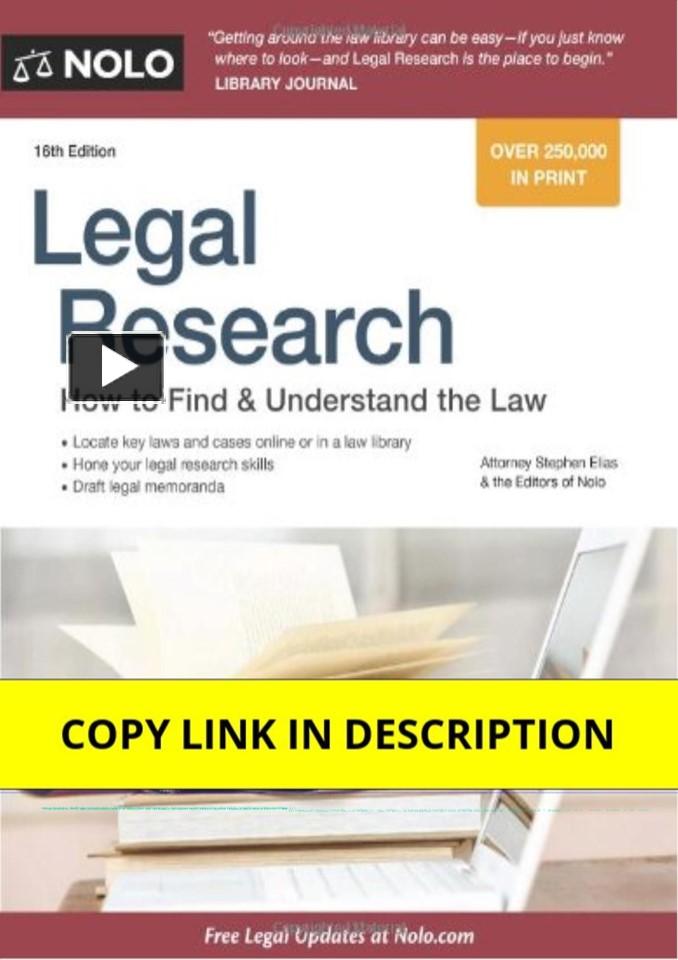 PDF Legal Research: How to Find & Understand the Law Sixteenth Edition presentation | free to ...