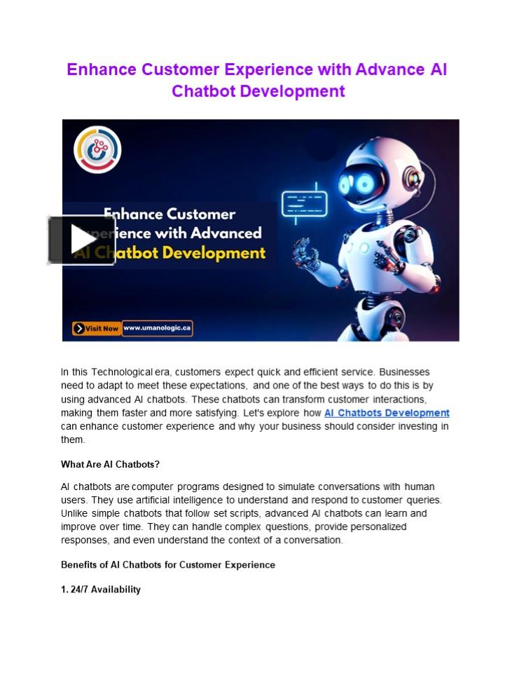 PPT – AI Chatbot Development in Canada PowerPoint presentation | free to download - id: 999340-NDQ5M