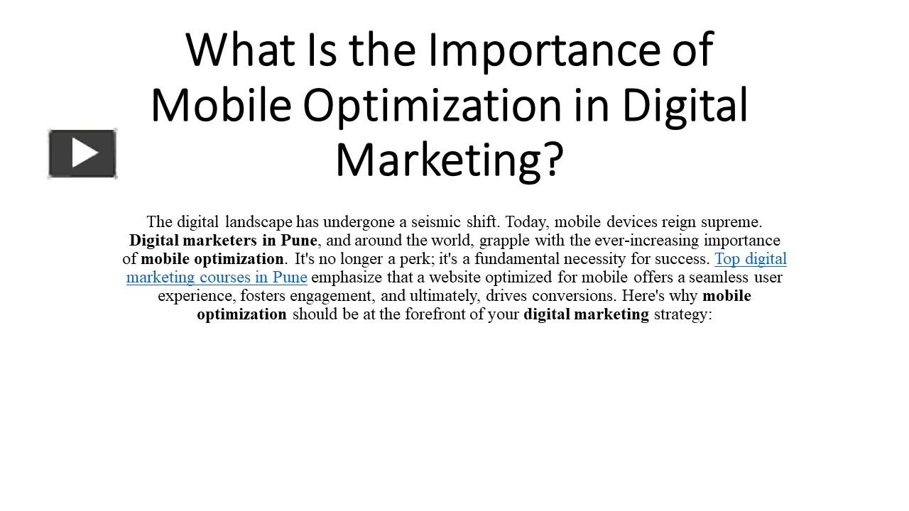 PPT – What Is the Importance of Mobile Optimization in Digital Marketing? PowerPoint ...