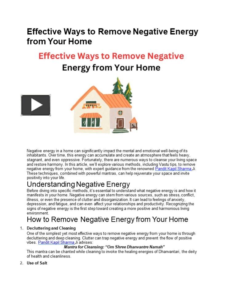 PPT – Effective Ways to Remove Negative Energy from Your Home PowerPoint presentation | free to ...