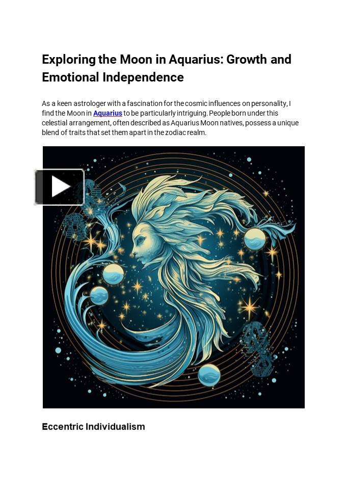 PPT – Exploring the Moon in Aquarius: Growth and Emotional Independence ...