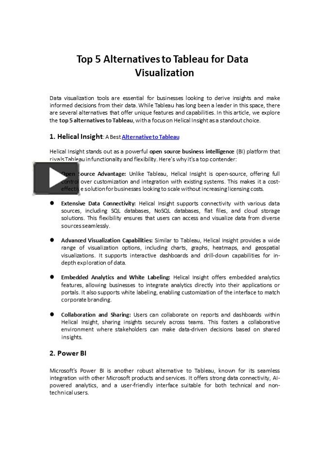PPT – Top 5 Alternatives to Tableau for Data Visualization PowerPoint presentation | free to ...
