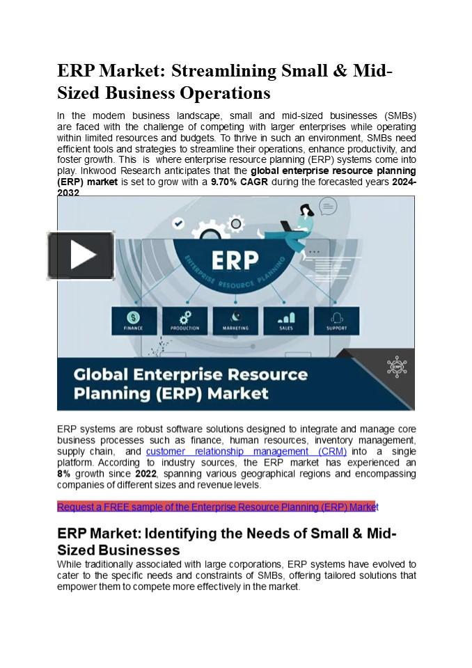 Ppt Erp Market Streamlining Small And Mid Sized Business Operations