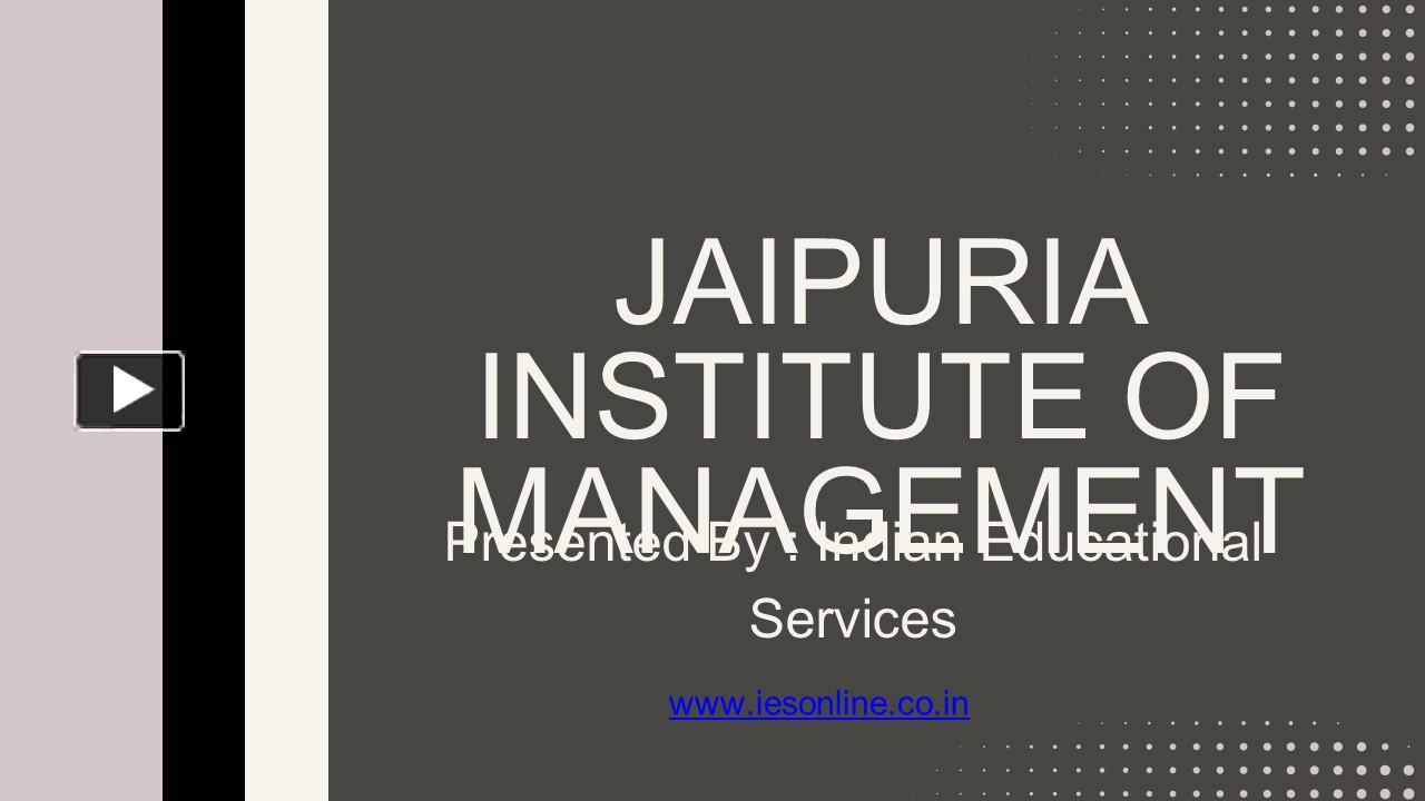 PPT – Jaipuria Institute of Management, Noida PowerPoint presentation | free to download - id ...