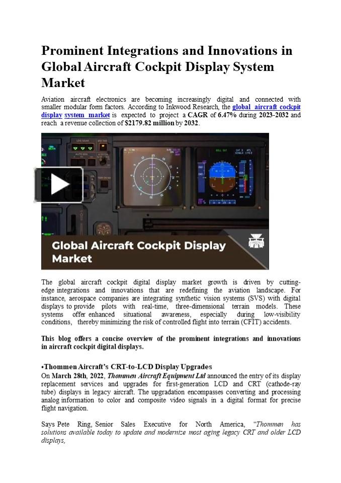 PPT – Prominent Integrations and Innovations in Global Aircraft Cockpit Display System Market ...