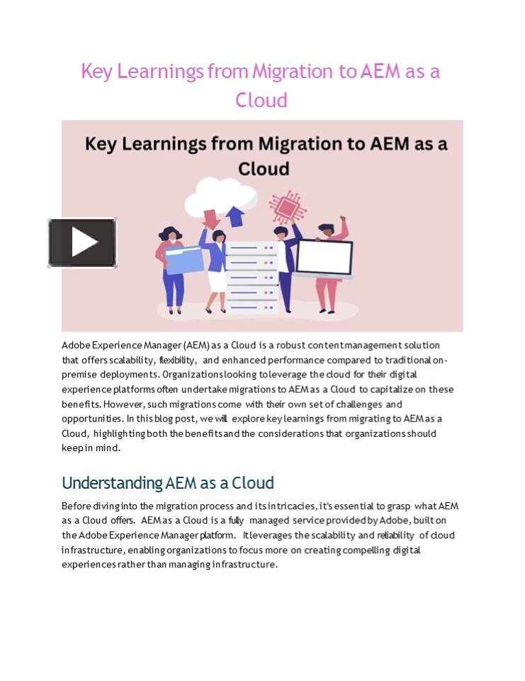 Key Learnings from Migration to AEM as a Cloud presentation | free to download