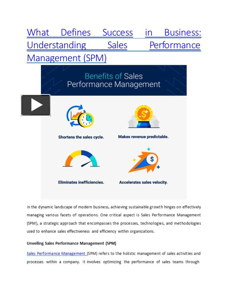 PPT – What Defines Success in Business: Understanding Sales Performance Management (SPM ...