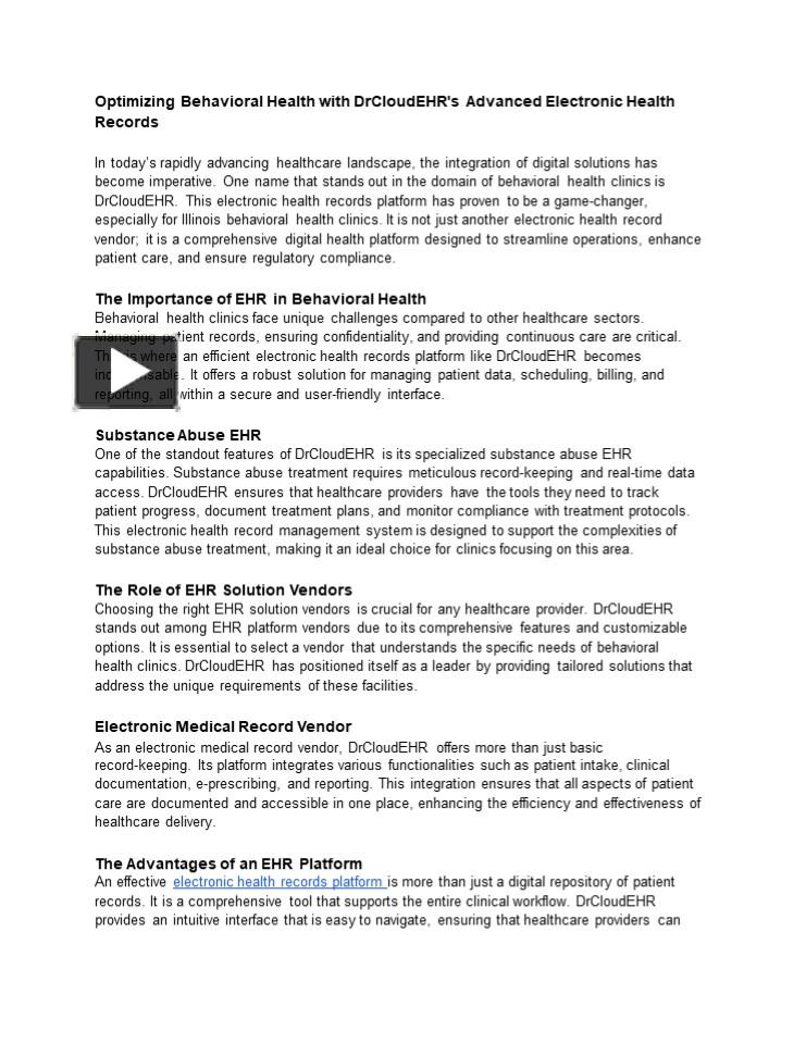 PPT – Optimizing Behavioral Health with DrCloudEHR's Advanced Electronic Health Records ...