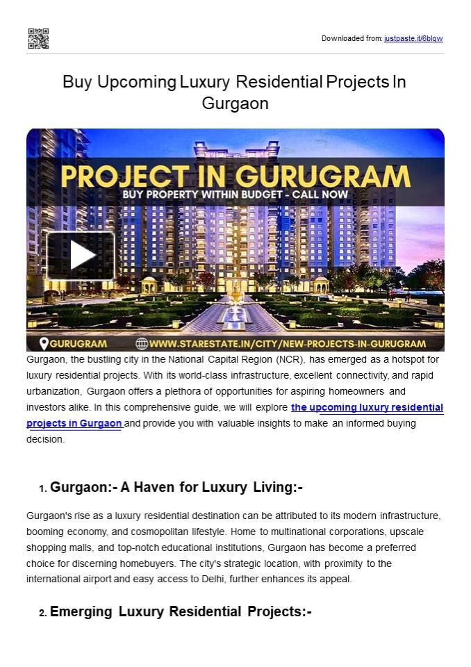 PPT – Buy Upcoming Luxury Residential Projects In Gurgaon PowerPoint presentation | free to ...