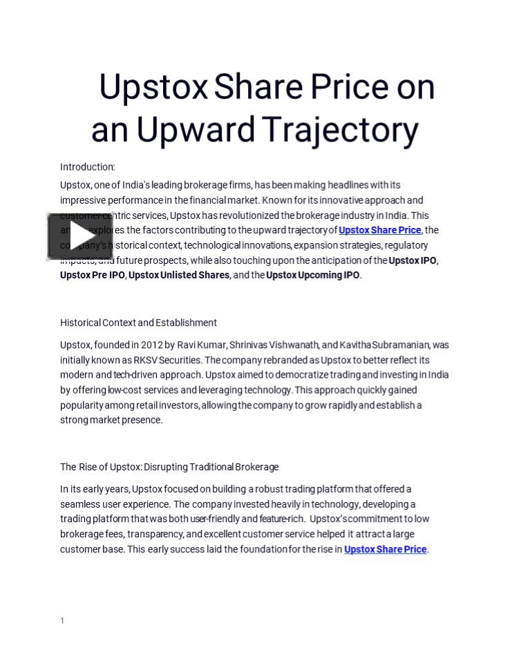 Discover the Top Upstox Share Price Exclusively at Planify presentation | free to download