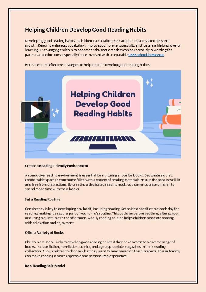 PPT – Helping Children Develop Good Reading Habits PowerPoint ...