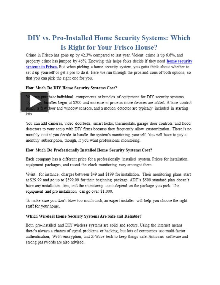 PPT – DIY vs. Pro-Installed Home Security Systems: Which Is Right For Your Frisco House ...