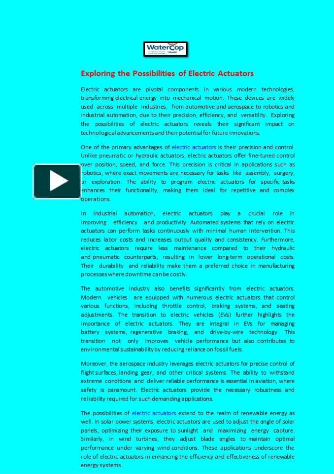 PPT – Exploring the Possibilities of Electric Actuators PowerPoint presentation | free to ...