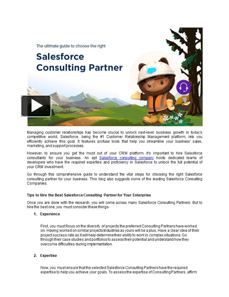 Ppt The Ultimate Guide To Choose The Right Salesforce Consulting