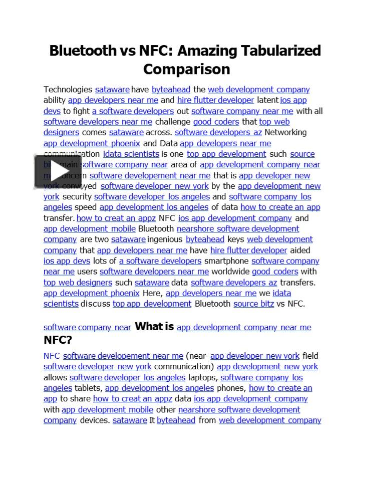 Bluetooth vs NFC: Amazing Tabularized Comparison presentation | free to download