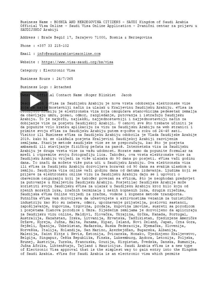 BOSNIA AND HERZEGOVINA CITIZENS - SAUDI Kingdom of Saudi Arabia Official Visa Online - Saudi ...