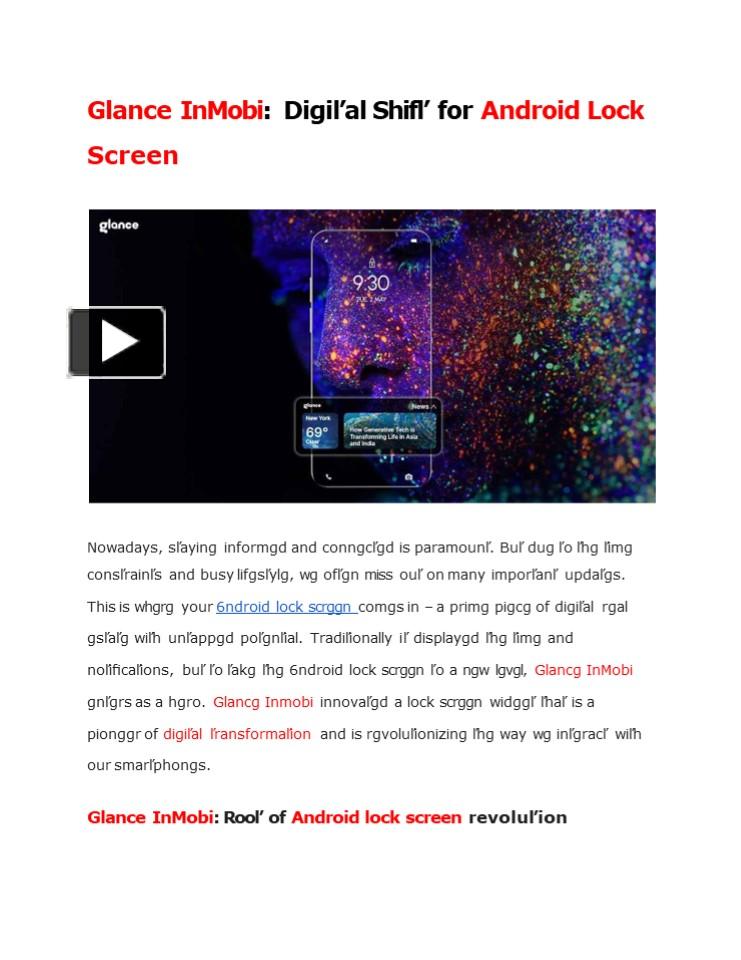 Glance InMobi: Digital Shift for Android Lock Screen presentation | free to download