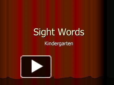 Sight Words presentation | free to view