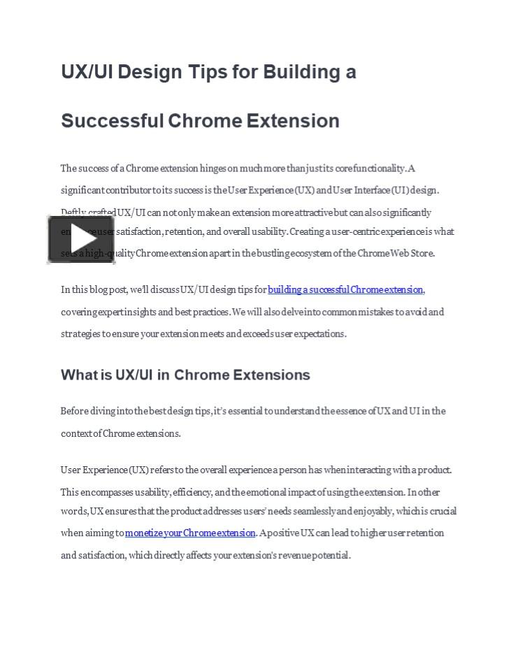 PPT – UX/UI Design Tips for Building a Successful Chrome Extension PowerPoint presentation ...
