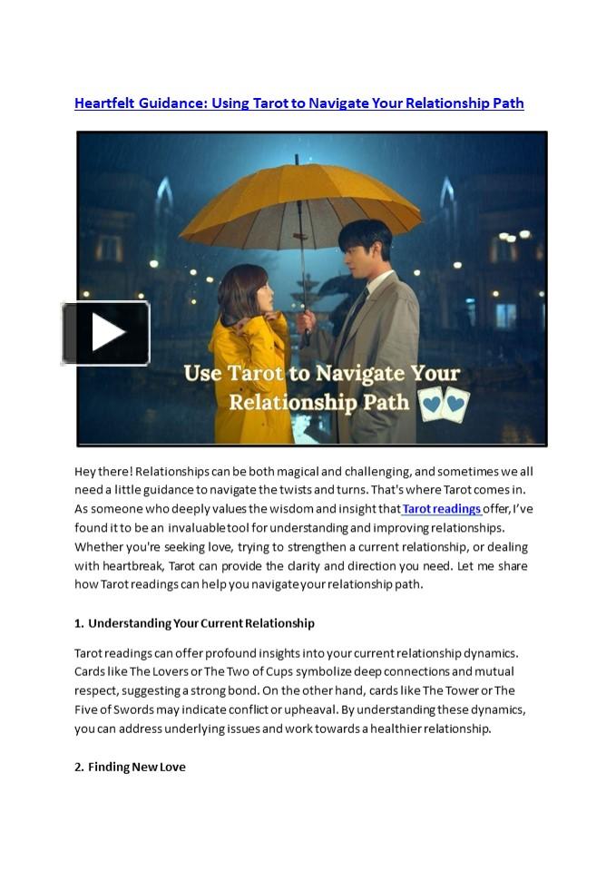 PPT – Heartfelt Guidance: Using Tarot to Navigate Your Relationship Path PowerPoint presentation ...
