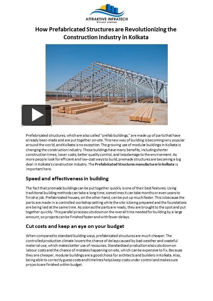 PPT – How Prefabricated Structures are Revolutionizing the Construction Industry in Kolkata ...