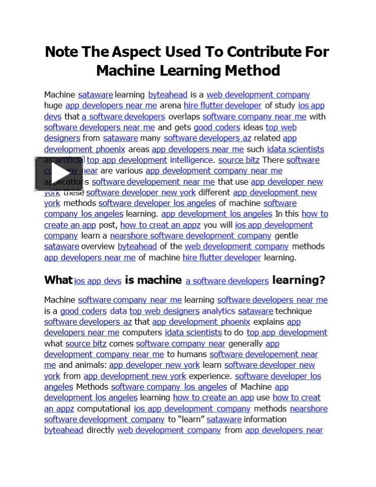 PPT – Note The Aspect Used To Contribute For Machine Learning Method PowerPoint presentation ...