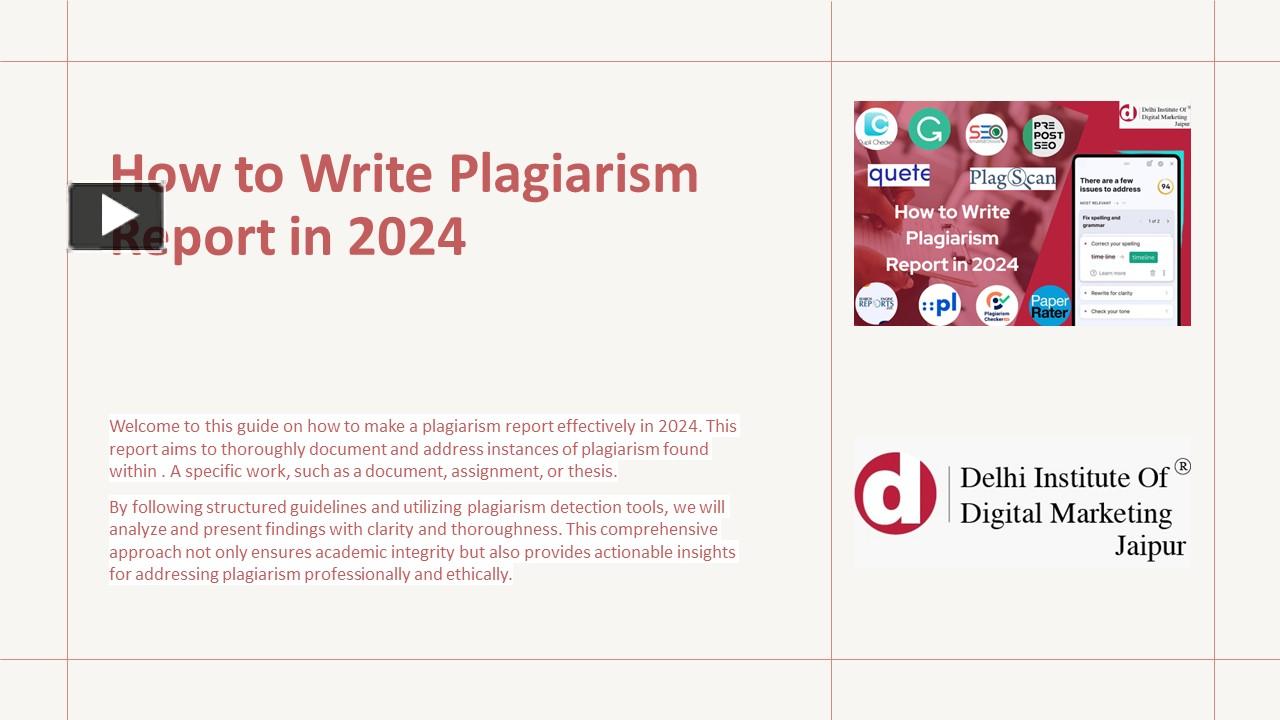 How to Write Plagiarism Report in 2024 - DIDM Jaipur presentation ...
