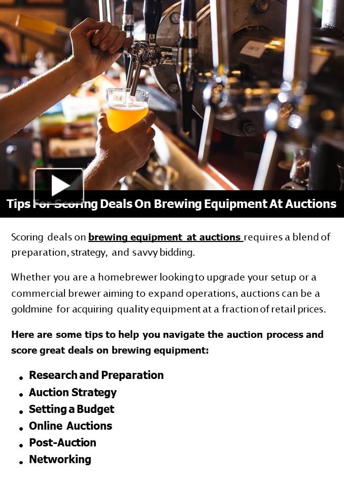 Tips For Scoring Deals On Brewing Equipment At Auctions presentation | free to download