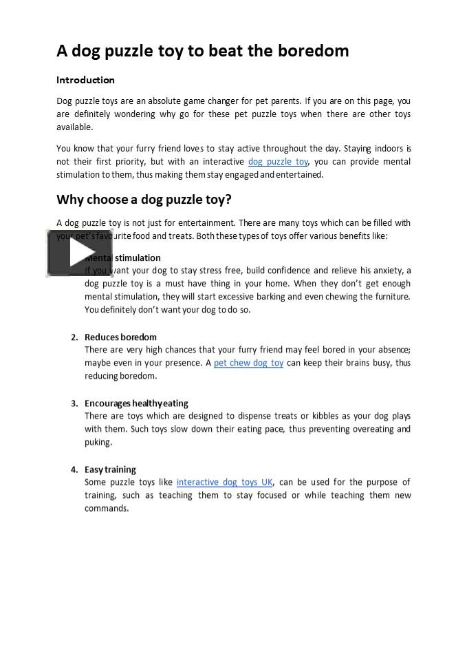 PPT – A dog puzzle toy to beat the boredom PowerPoint presentation ...