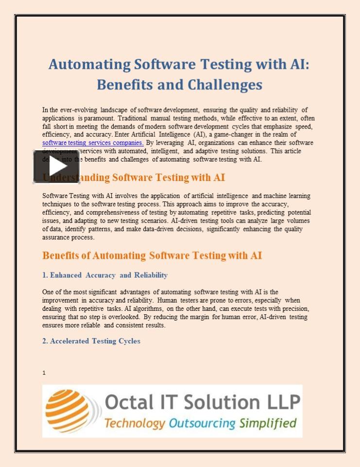 Automating Software Testing With Ai Benefits And Challenges
