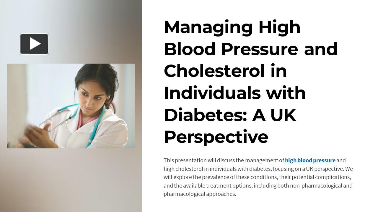 PPT – Managing High Blood Pressure and Cholesterol in Individuals with ...