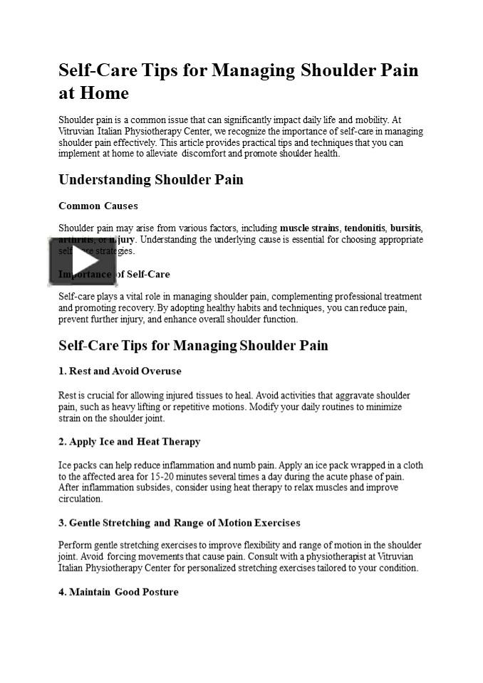 PPT – Self-Care Tips for Managing Shoulder Pain at Home PowerPoint ...