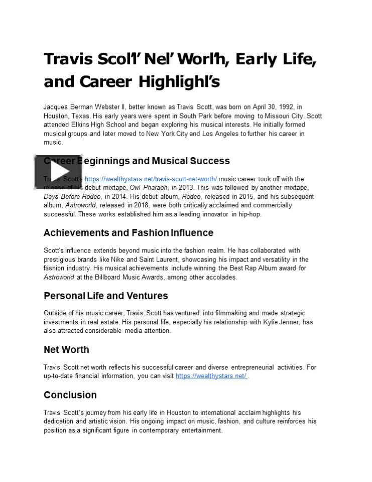 PPT – Travis Scott Net Worth, Early Life, and Career Highlights PowerPoint presentation | free ...
