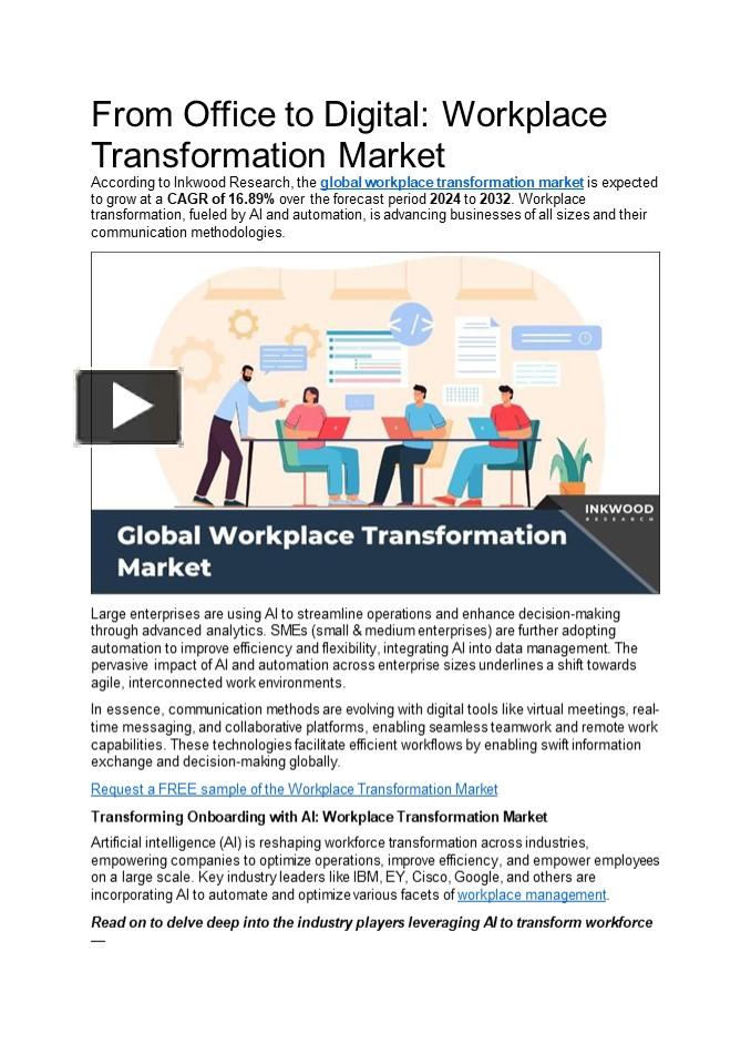 PPT – From Office to Digital: Workplace Transformation Market PowerPoint presentation | free to ...