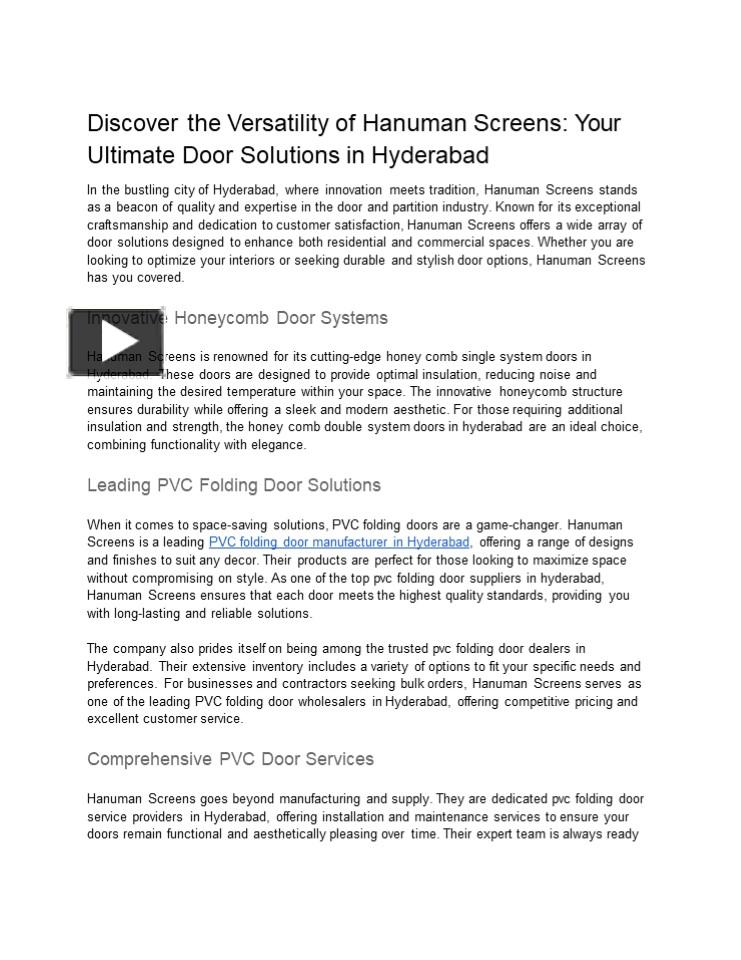 PPT – Discover the Versatility of Hanuman Screens: Your Ultimate Door Solutions in Hyderabad ...