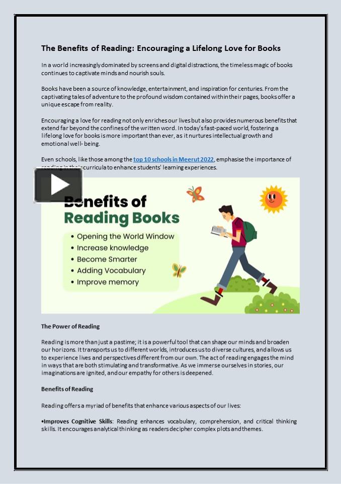 PPT – The Benefits of Reading: Encouraging a Lifelong Love for Books ...