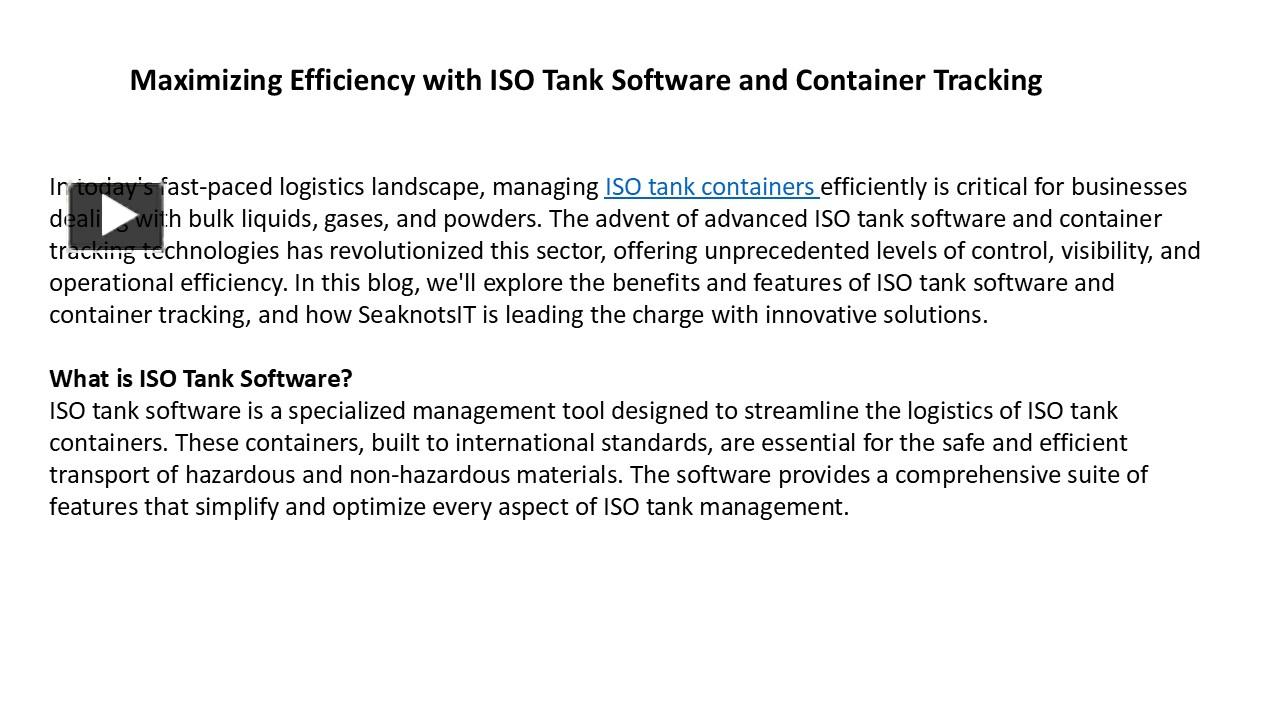 Maximizing Efficiency with ISO Tank Software presentation | free to download