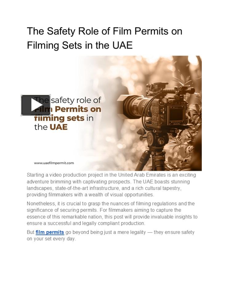 PPT – The Safety Role of Film Permits on Filming Sets in the UAE PowerPoint presentation | free ...