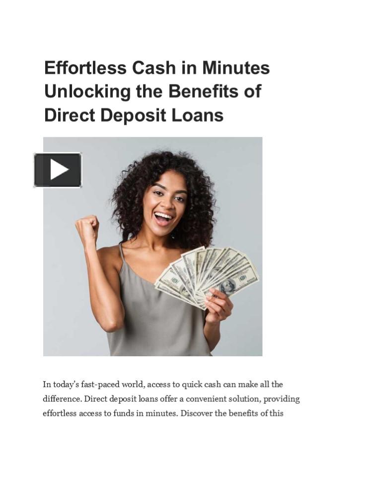 Unlocking the Benefits of Direct Deposit Loans presentation | free to download