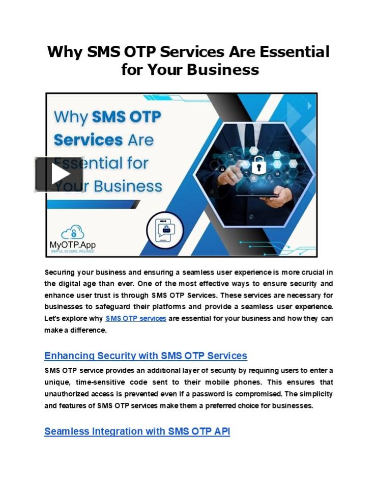 PPT – Why SMS OTP Services Are Essential for Your Business By MyOTP.App PowerPoint presentation ...