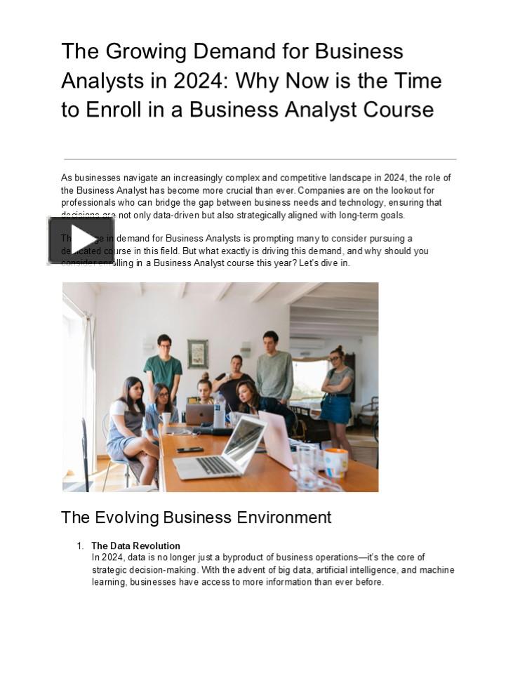 The Growing Demand for Business Analysts in 2024: Why Now is the Time to Enroll in a Business ...