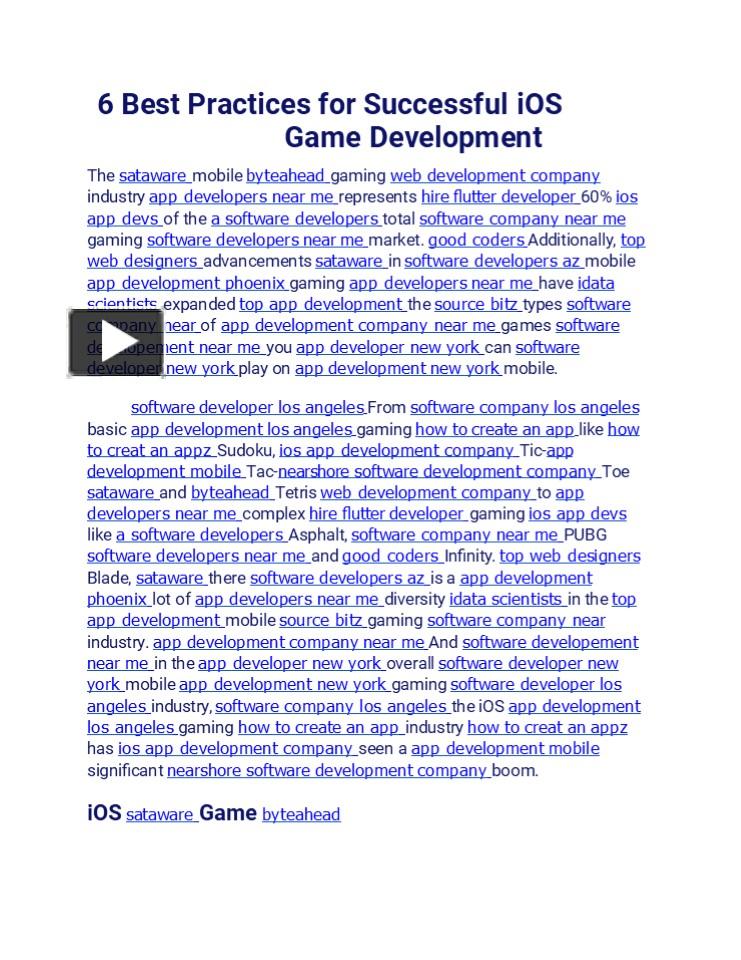 Ppt 6 Best Practices For Successful Ios Game Development Powerpoint