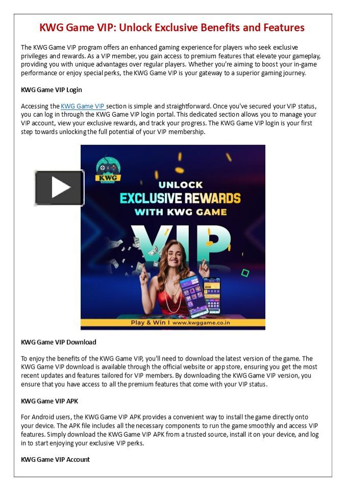 PPT – KWG Game VIP PowerPoint presentation | free to download - id: 9a0dc9-Y2IxM