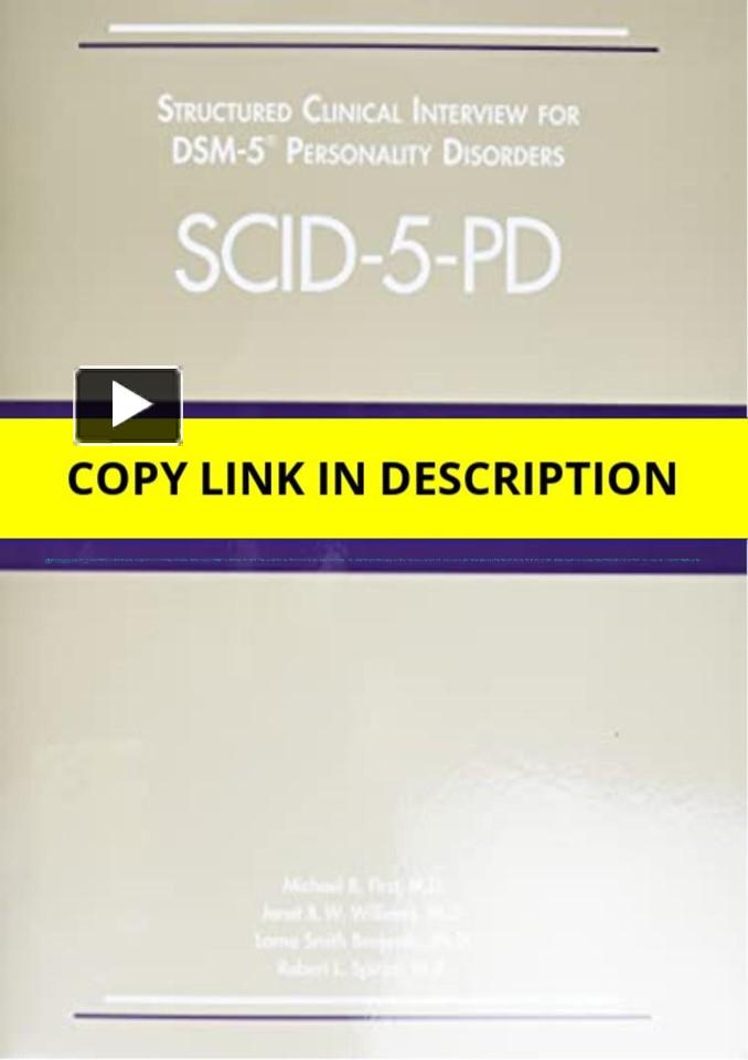 Download Structured Clinical Interview for Dsm-5(r) Personality Disorders (Scid-5-Pd) 1 Pckst ...