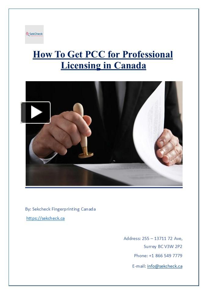 How To Get PCC for Professional Licensing in Canada presentation | free to download
