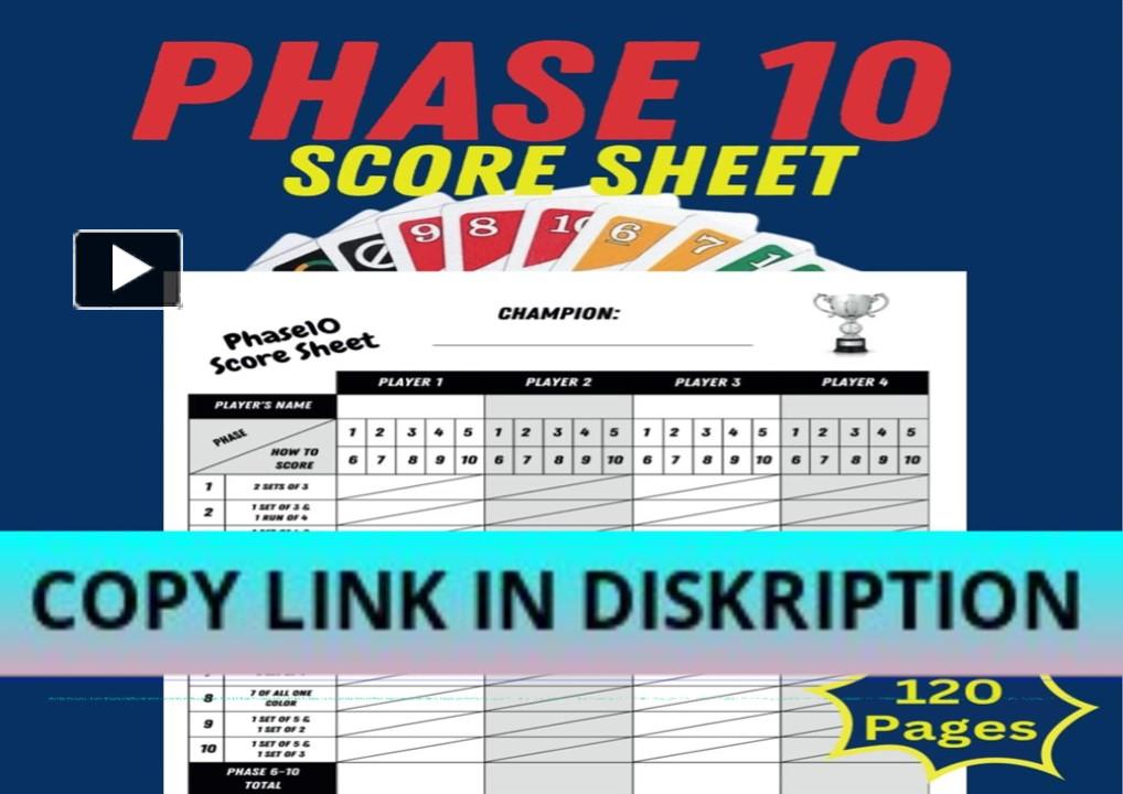 PPT – PDF Read Online Phase 10 Score Sheet: Score Book with 120 Pages, Large PowerPoint ...