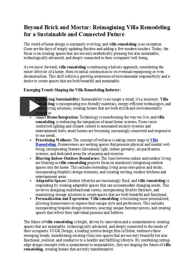 PPT – Beyond Brick and Mortar: Reimagining Villa Remodeling for a Sustainable and Connected ...